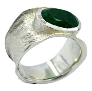 jewelryonclick indian emerald sterling silver statement rings for women jewelry size 5,6,7,8,9,10,11,12