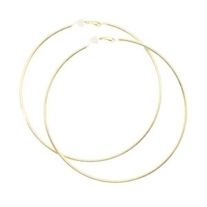 extra large non pierced earrings for women men - big round circle clip on huggie hoop earrings hypoallergenic (gold, 100)