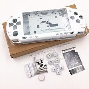 new replacement psp 2000 2001 2002 2003 2004 series console full housing shell cover with button set - white