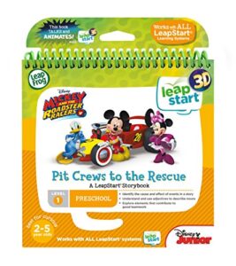 leapfrog leapstart nursery: mickey and the roadster racers pit crews to the rescue story book (3d enhanced)