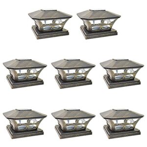 iglow 8 pack vintage bronze garden 6 x 6 solar smd led post deck cap square fence light landscape lamp pvc vinyl wood