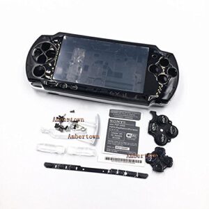 New Replacement Sony PSP 2000 2001 2002 2003 2004 Series Console Full Housing Shell Cover with Button Set - Black