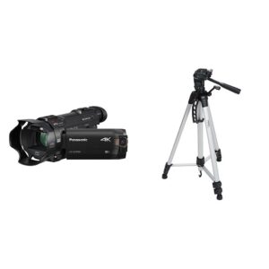 panasonic hc-wxf991k 4k cinema-like camcorder, 20x leica dicomar lens, multi scene twin camera (usa black) and lightweight tripod with bag