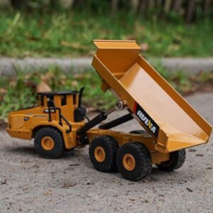 Gemini&Genius Rigid Articulated Dump Truck Six Wheels Heavy Duty Construction Site Vehicle Toys 1:50 Scale Diecast Site Dumper Collectible Alloy Model Engineering Toys for Kid and Decoration for House