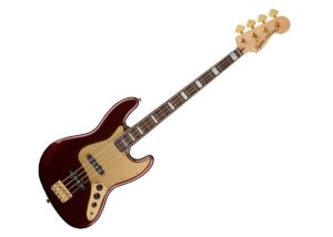 squier 40th anniversary jazz bass gold edition, ruby red metallic, laurel fingerboard