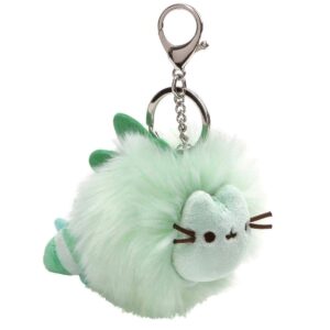 gund pusheen deluxe pusheenosaurus dinosaur plush pom poof keychain, green, 4" (4061305)