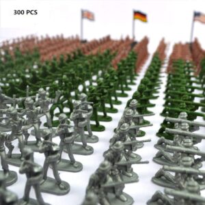 RAINBOW TOYFROG Army Men Action Figure Set - 300 pcs Toy Soldiers Military Playset - Classic Army Men Action Figures for Kids - Durable Army Toys for Imaginative Play ww2 Action Figures