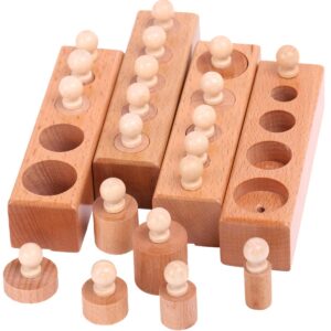 Thoth Montessori Knobbed Cylinder Socket Montessori Materials Wooden Cylinders Ladder Blocks Educational Wooden Toy Montessori Education Toy Family Version