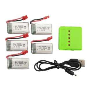 sea jump accessories parts helicopter spare cover 5pcs 3.7v 380mah li battery +1 pcs charger (usb) for syma x5a-1 x15 x15c x15w remote control aircrft/flying machine