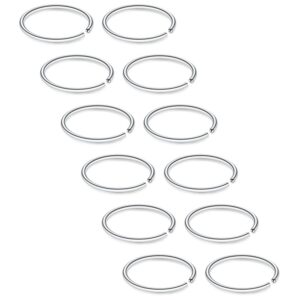 scerring 12pcs 22g stainless steel fake nose septum hoop rings lip helix cartilage tragus ear ring piercing 6mm - silver