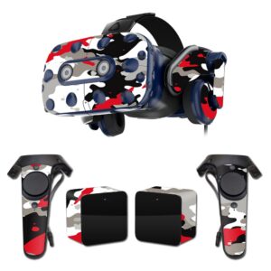 mightyskins skin compatible with htc vive pro vr headset - red camo | protective, durable, and unique vinyl decal wrap cover | easy to apply, remove, and change styles | made in the usa