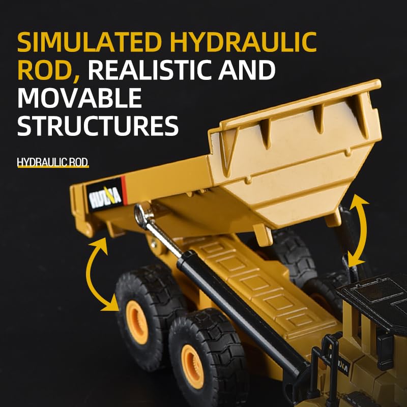 Gemini&Genius Rigid Articulated Dump Truck Six Wheels Heavy Duty Construction Site Vehicle Toys 1:50 Scale Diecast Site Dumper Collectible Alloy Model Engineering Toys for Kid and Decoration for House