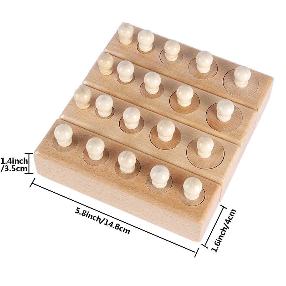 Thoth Montessori Knobbed Cylinder Socket Montessori Materials Wooden Cylinders Ladder Blocks Educational Wooden Toy Montessori Education Toy Family Version