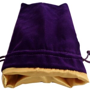 velvet dice bag with satin liner 6"x8" - purple-velvet-dice-bag-with-gold-satin