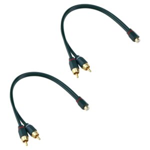 sydien 12 inch rca splitter 1 female to 2 male 2 pack, rca y cable rca video car audio cable splitter rca adapter black