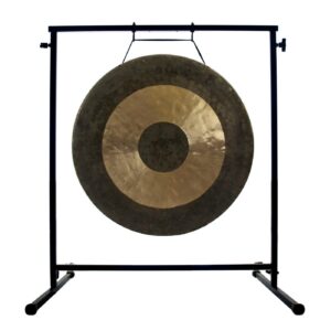 20" to 22" gongs on fruity buddha stand - includes gong, stand & mallet/handmade bronze medium gong/easy to assemble metal stand/great for travel