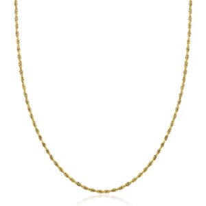 pori jewelers 18k yellow gold 1.5mm, 1.8mm, 2mm, 2.5mm, 3mm, 4mm, or 5mm diamond cut rope chain necklace unisex sizes 16"-30" (1.5mm, 20)