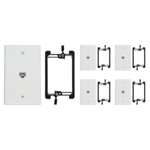 buyer's point cat6 female-to-female wall plate | ul listed, 1 port with an easy install low voltage mounting bracket, perfect for high speed data connection at work or home (white) — 2 pack