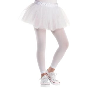 amscan child leggings costume footless tights, m/l, white