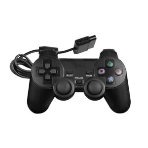 finera wired gaming controller for ps2 console, double shock vibration video game controller compatible with ps2, joystick gamepad with 1.8m cable