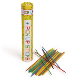 point games pick up sticks game: 30 brightly colored plastic pick up sticks in storage can, for all ages!