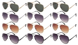 edge i-wear 12 pack aviators bulk sunglass men pilot spring hinge wholesale sunglasses (n25095as-ap)