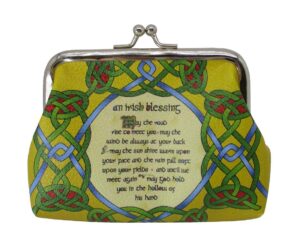 royal tara clip purse with irish weave and an irish blessing design