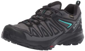 salomon x crest gore-tex hiking shoes for women, magnet/black/atlantis, 5