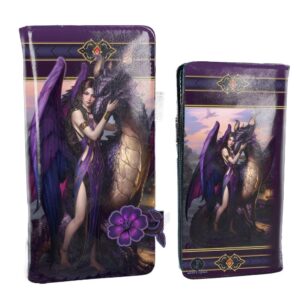 nemesis now dragon sanctuary james ryman embossed purse 18.5cm purple, pu, one size