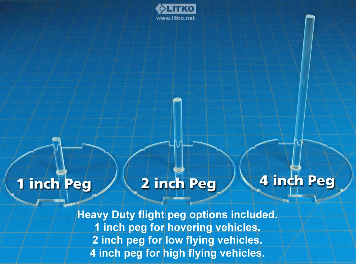 LITKO Notched Circular Tank Flight Stand Kit| Compatible with Star Wars: Legion | 100mm (1.5mm Clear Acrylic)