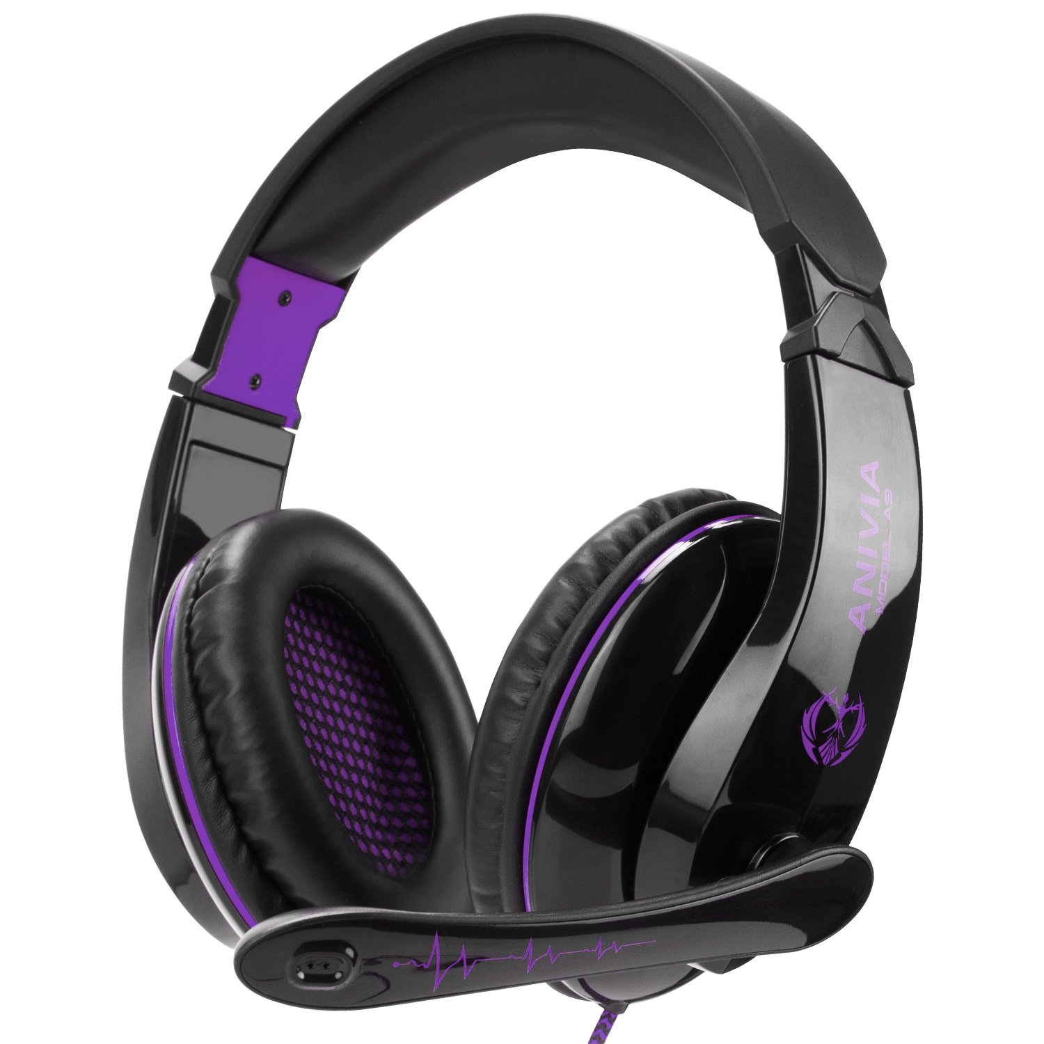 Stereo Gaming Headset PS4 Xbox One X, Anivia A9S Wired Over Ear Headphone with Mic for PC MAC Laptop Mobile iPad Nintendo Switch Games(Black Purple)