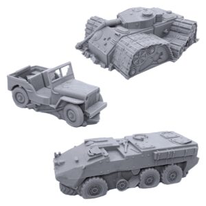 endertoys broken vehicles bundle, terrain scenery for tabletop 28mm miniatures wargame, 3d printed and paintable