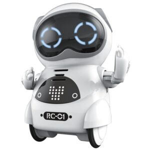 haite mini robot, pocket robot for kids with interactive dialogue conversation, voice recognition, chat record, singing& dancing, white