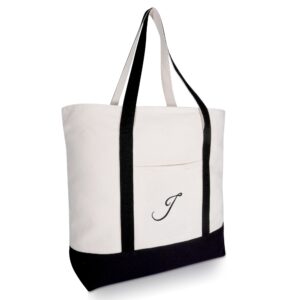 dalix personalized tote bag monogram black - j