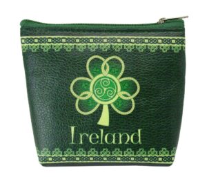 clip purse ireland shamrock spiral with a green and yellow celtic design