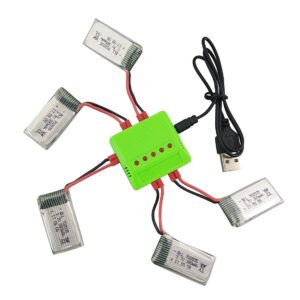 sea jump Accessories Parts Helicopter Spare Cover 5PCS 3.7V 380mAh Li Battery +1 PCS Charger (USB) for SYMA X5A-1 X15 X15C X15W Remote Control Aircrft/Flying Machine