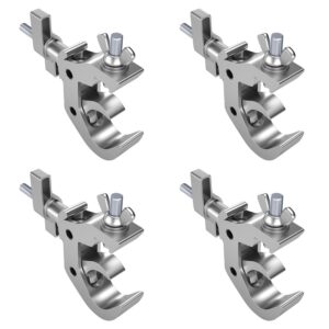 mfl. heavy duty truss clamp, 330 lb aluminum alloy dj light clamps, fits 1.5-2.0 inch truss for stage lighting projector par lights, tuv certificated id: 50393001, silver, pack of 4