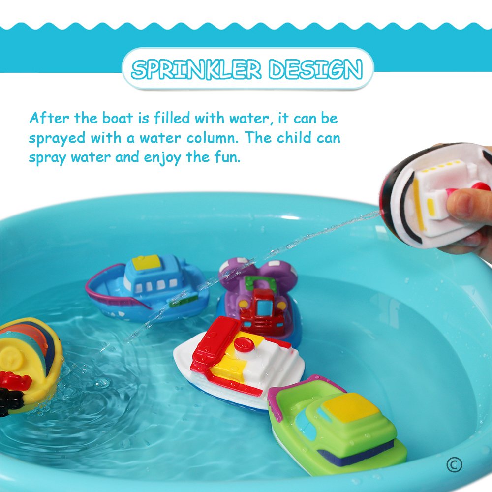 Bathtub Floating Bath Toys(6PCS),Baby Soft Bath Time Boat Toys,Bathtub Learning Water Toys and Bathroom Toys for Toddlers