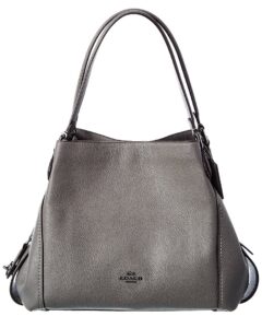 coach edie 31 leather shoulder bag, grey