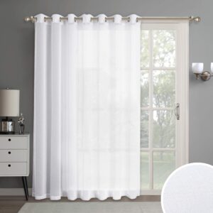 ryb home decoration extra wide linen look, sheer drape, sliding grommet white sheer curtain disperse sunlight for large window treatment patio door bedroom farmhouse garden, 100 x 95