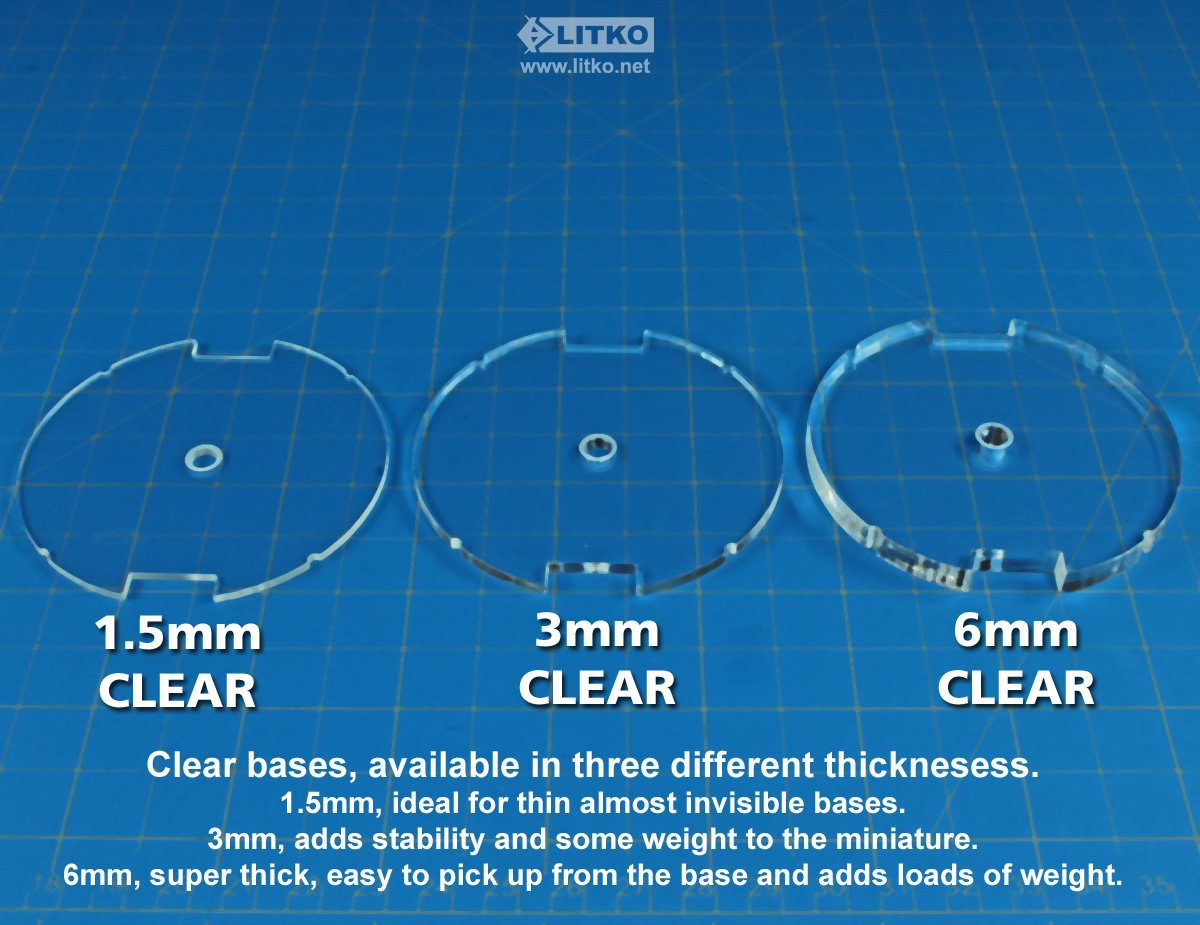 LITKO Notched Circular Tank Flight Stand Kit| Compatible with Star Wars: Legion | 100mm (1.5mm Clear Acrylic)