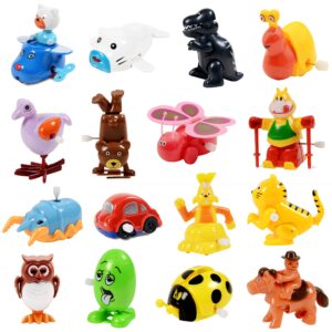 nunkitoy wind up toy,16 pack assorted clockwork toy set(contents and color may vary), wind up animal party favors toy great gift for boys girls kids toddlers