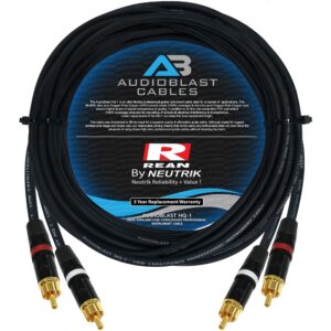 16 foot rca cable pair - audioblast hq-1 - ultra flexible - dual shielded (100%) high-definition audio interconnect cable and neutrik-rean nys gold rca connectors (2 cables, each 16 foot long)