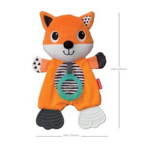 Infantino Cuddly Teether, Fox Character, 3 Textured Teething Places to Soothe Sore Gums, BPA-Free Silicone, Soft Fabric Textures to Explore, Crinkle Sounds to Discover, for Babies 0M+