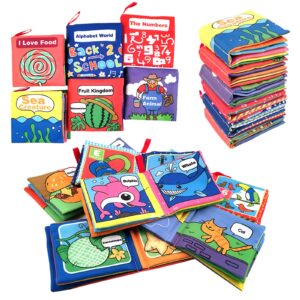 soft cloth books for baby, toddler and infant - let's learn together, educational toy for boy & girl, shower gift for baby, pack of 6