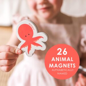 Curious Columbus Animal Magnets - 52 Toddler Magnets For Refrigerator - Fridge Magnets For Toddlers Play with Magnetic Letters - ABC Kid Magnet for Alphabet Learning - Kids Foam Animals A-Z Activities