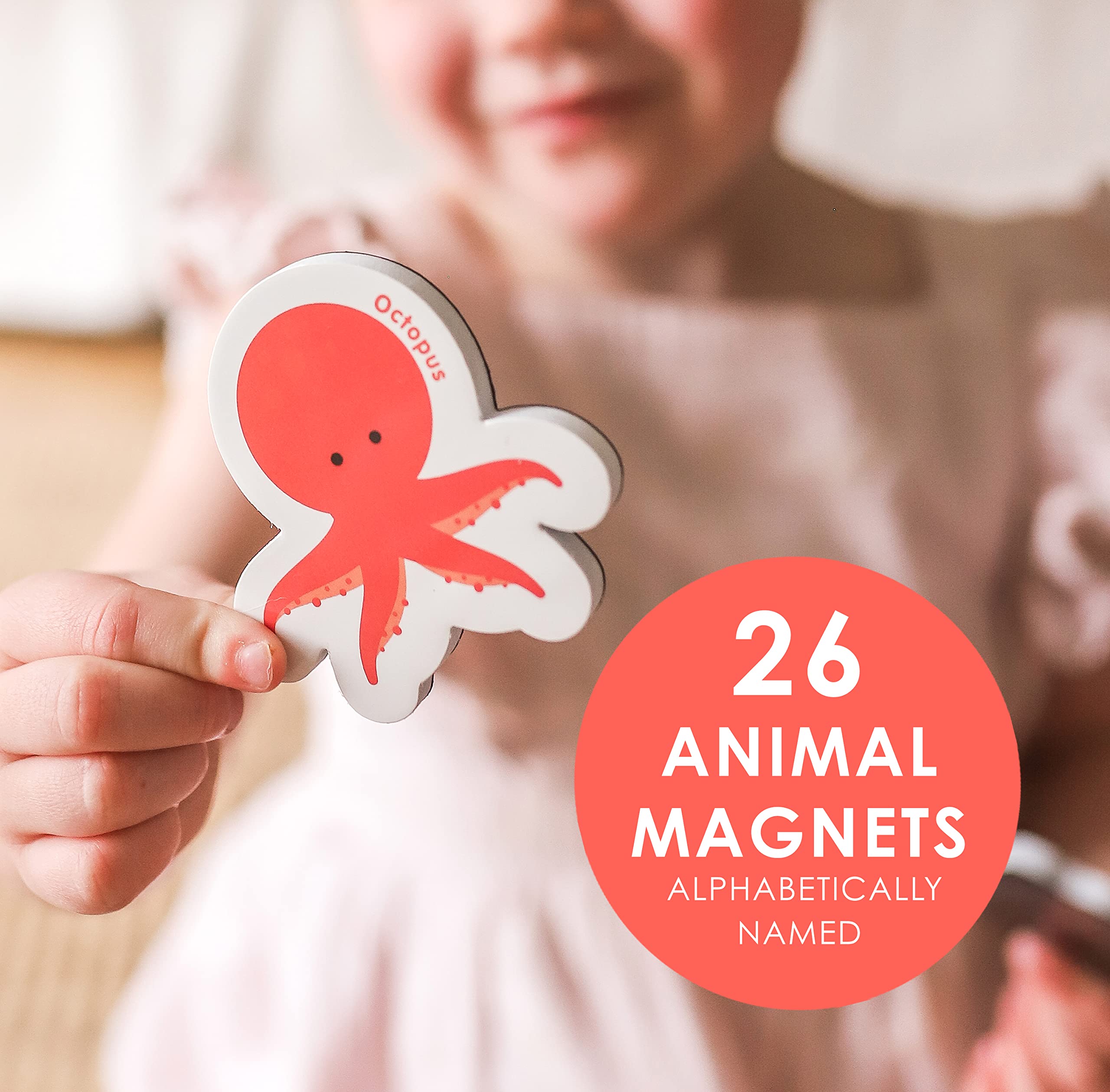 Curious Columbus Animal Magnets - 52 Toddler Magnets For Refrigerator - Fridge Magnets For Toddlers Play with Magnetic Letters - ABC Kid Magnet for Alphabet Learning - Kids Foam Animals A-Z Activities