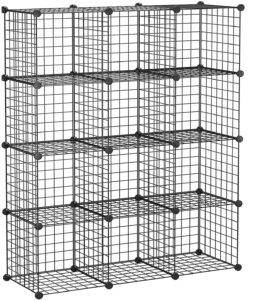 bastuo wire cube storage, multipurpose metal cube storage organizer, square wire storage cubes (16 cubes, black)