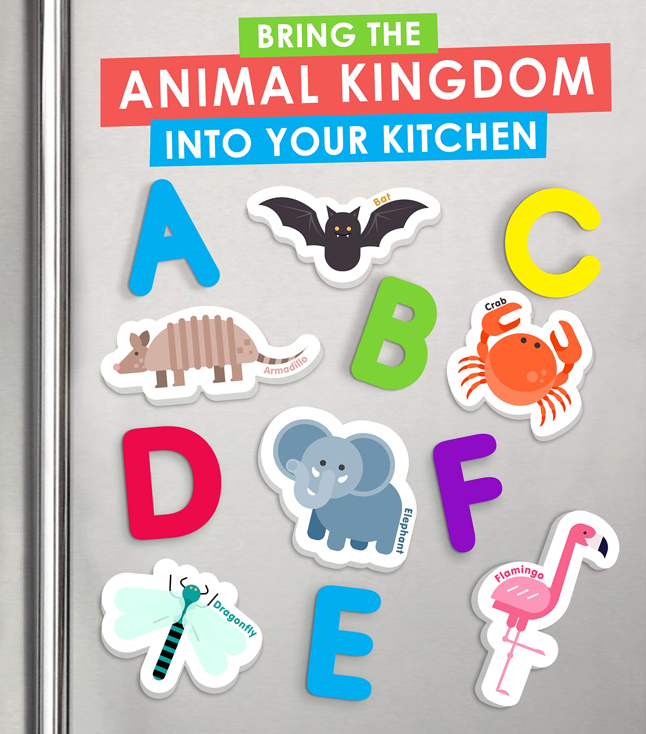 Curious Columbus Animal Magnets - 52 Toddler Magnets For Refrigerator - Fridge Magnets For Toddlers Play with Magnetic Letters - ABC Kid Magnet for Alphabet Learning - Kids Foam Animals A-Z Activities