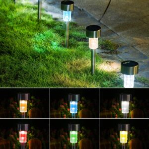 solpex solar garden lights outdoor, 6 color 12 pack stainless steel led pathway lights,halloween/christmas solar decorative lights，christmas decor for patio, lawn, yard,landscape and walkway